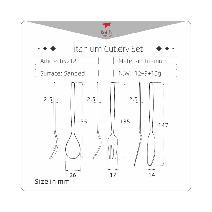 Set de 3 Couverts en Titane - Keith Titanium – Keith Titanium